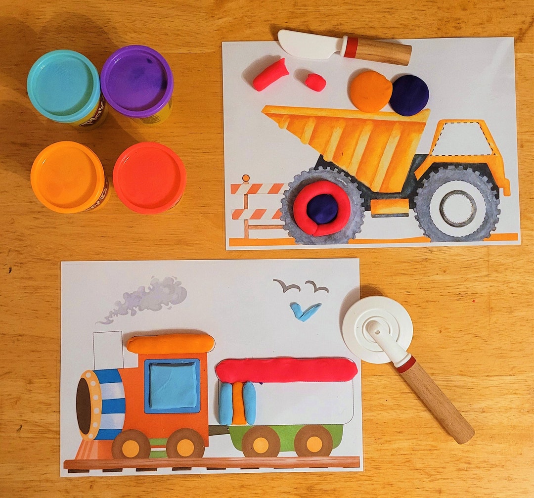 Playdough Activity Mats for Children, Transport, Creative Play for Kids ...
