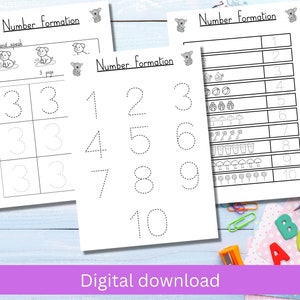 Preschool Worksheets, Letter Number Shape Tracing, Math Activity, Fine ...