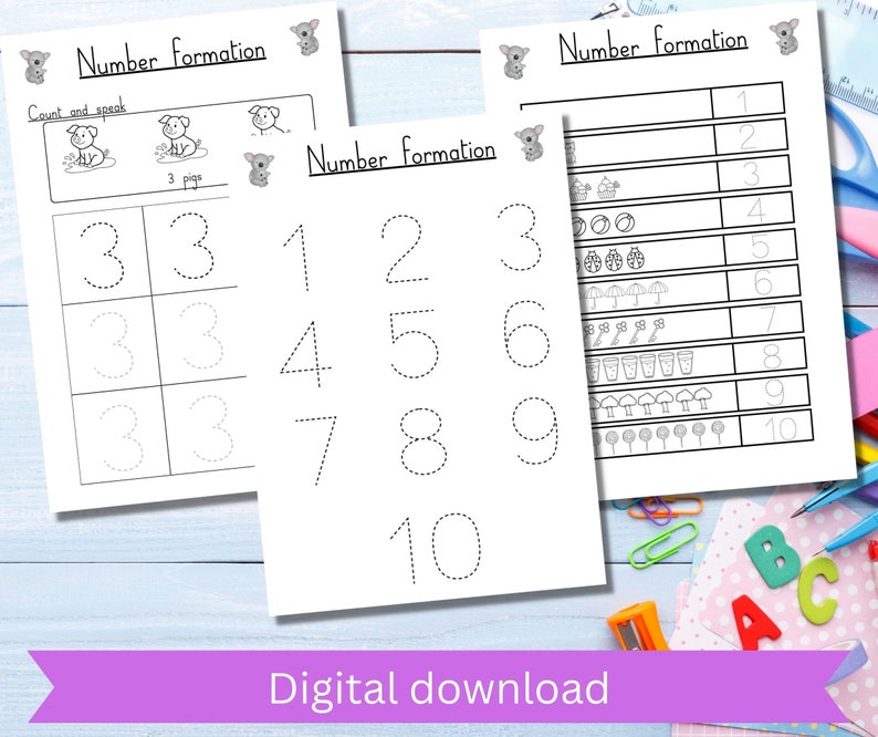 Preschool Worksheets, Letter Number Shape Tracing, Math Activity, Fine ...