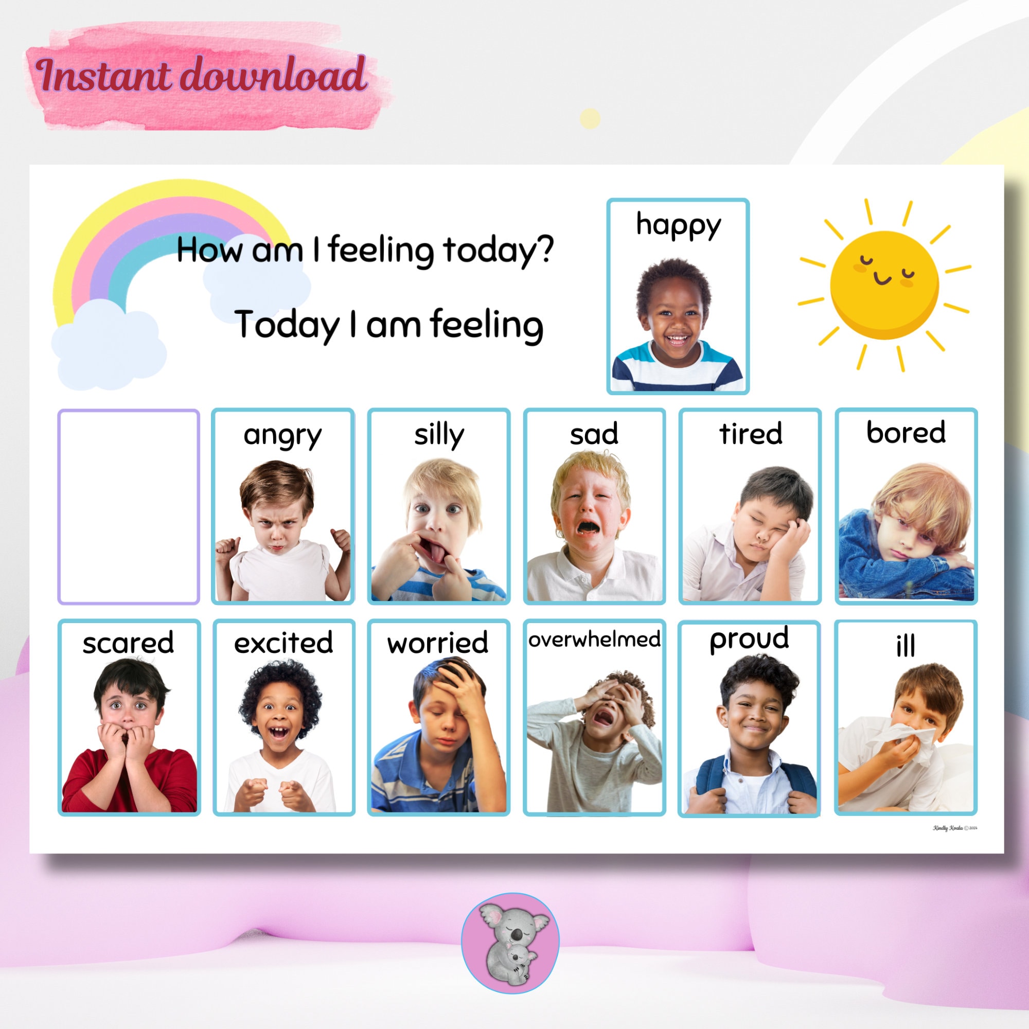 Emotion & Feelings Chart, Perfect for Toddlers, SEN, Autism, and ADHD ...