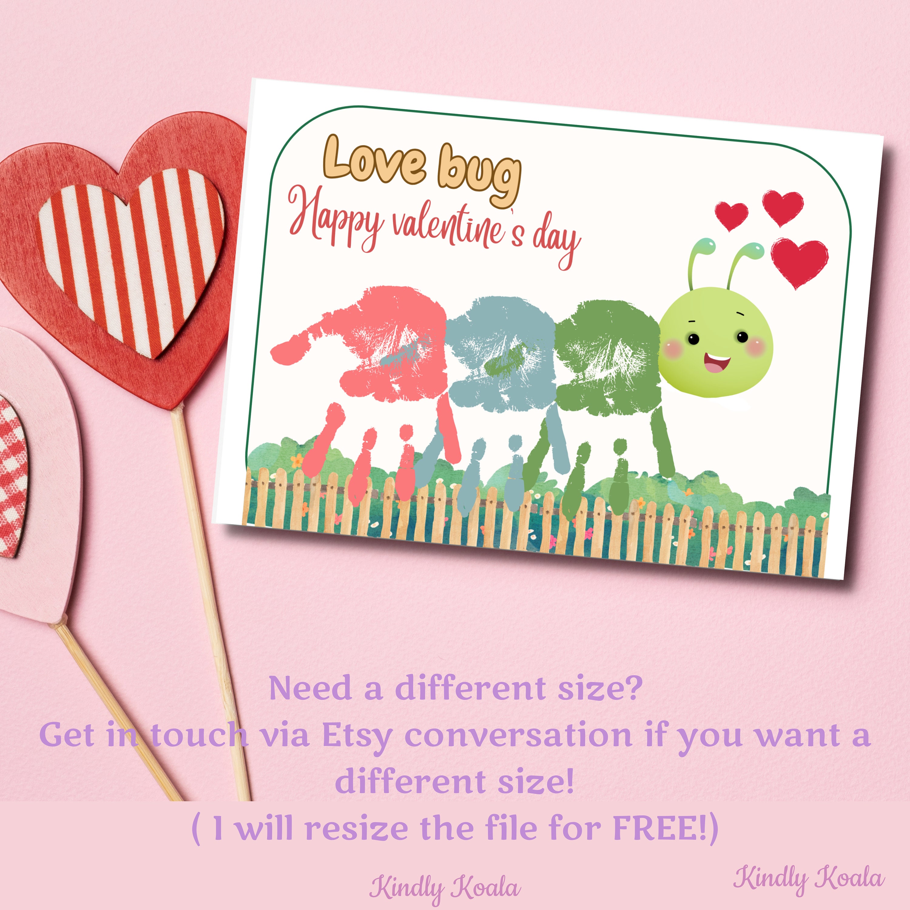 Valentines Handprint Art Cards Template Bundle, DIY Printable Craft ...