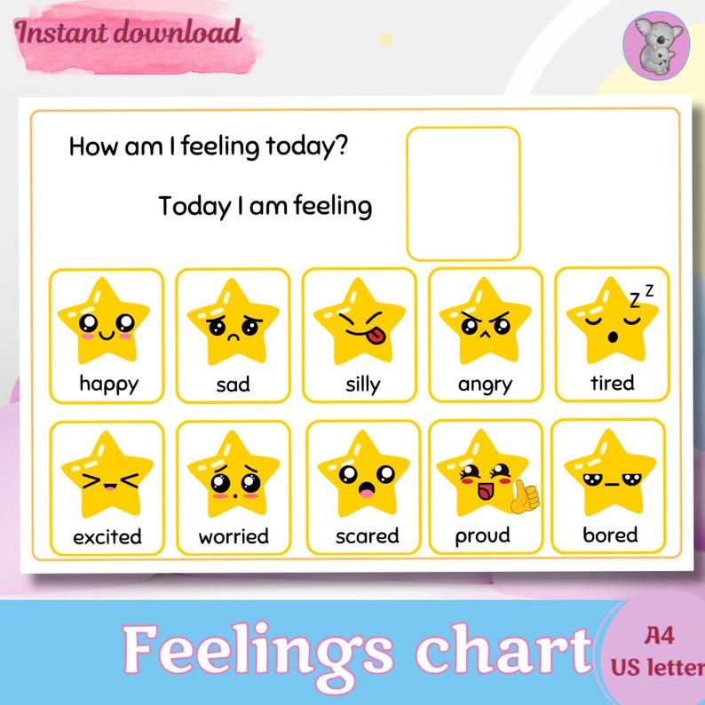 Emotions Chart for Children, Express Feelings, Mindfulness, Classroom ...