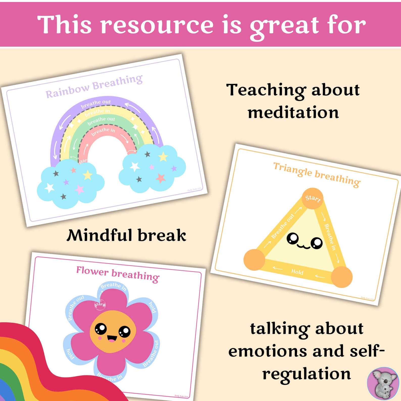 Shape Breathing Cards for Children, Calm Corner Kids, Anxiety Relief ...