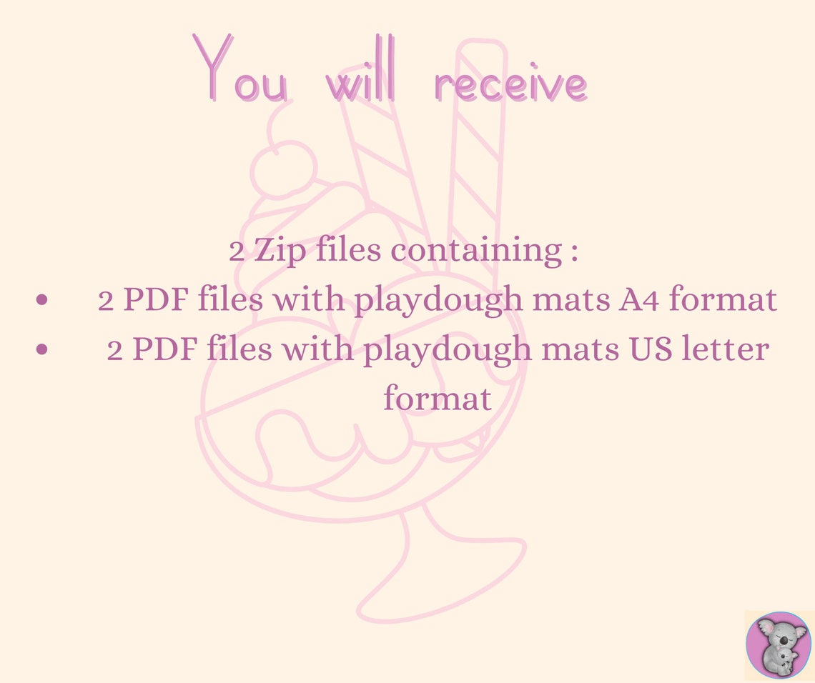 8 Printable Play Doh Mats, Food Play Dough Mats, Ice Cream Playdough ...