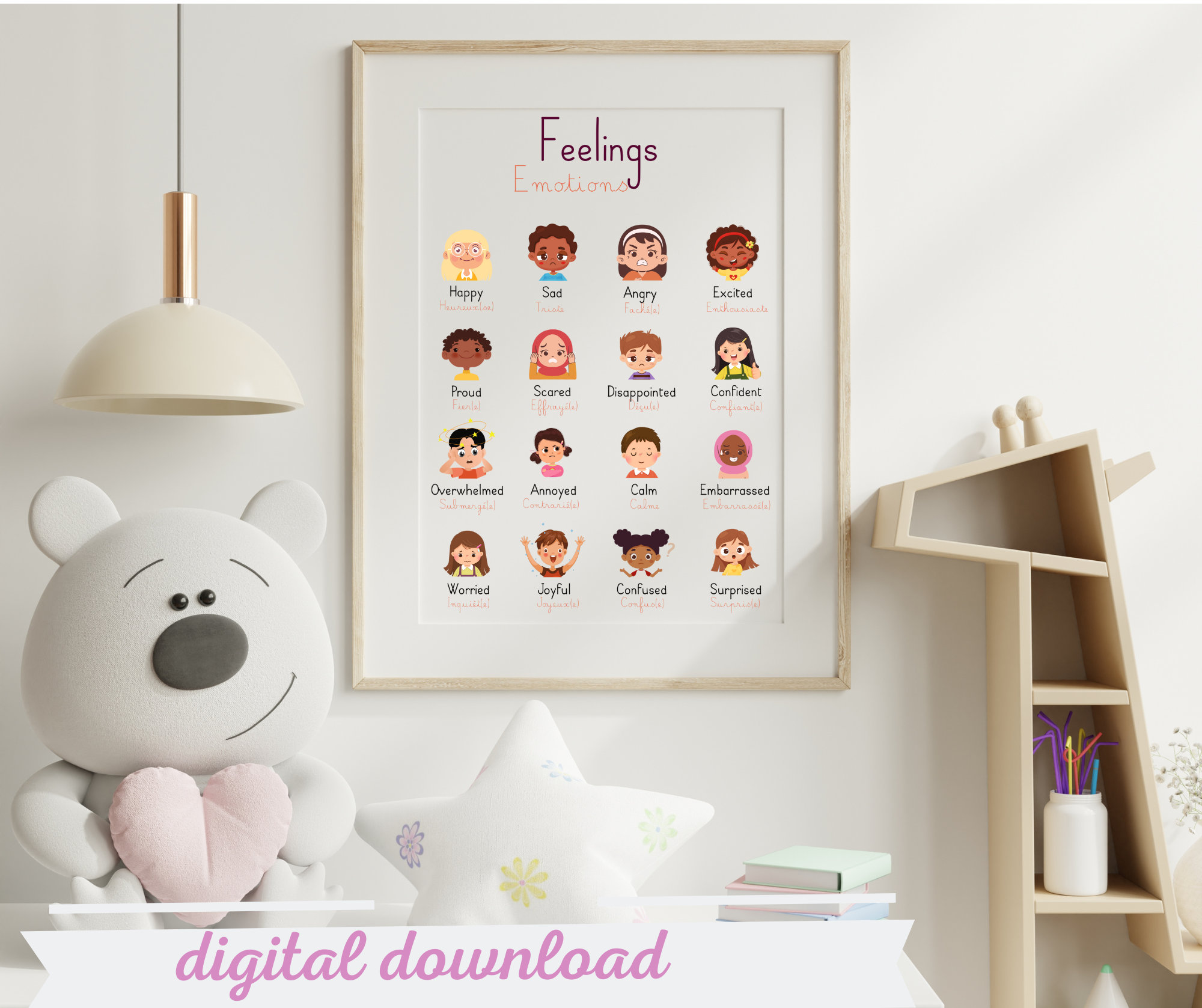 Printable for Kids | Feeling Chart | Emotions Posters | English and ...