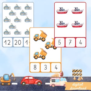 Transport Count & Clip Cards, #1-20 Counting Activity, Number ...