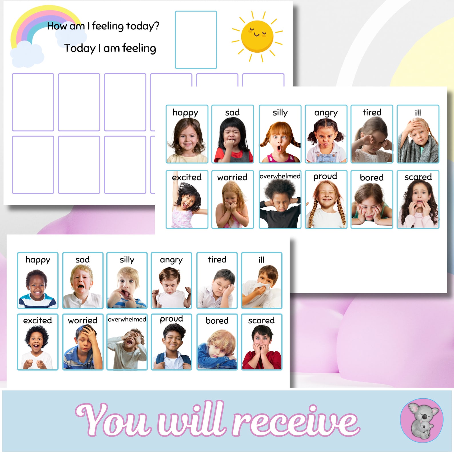 Emotions & Feelings Chart, Real Pictures/photos. Perfect for Toddlers ...