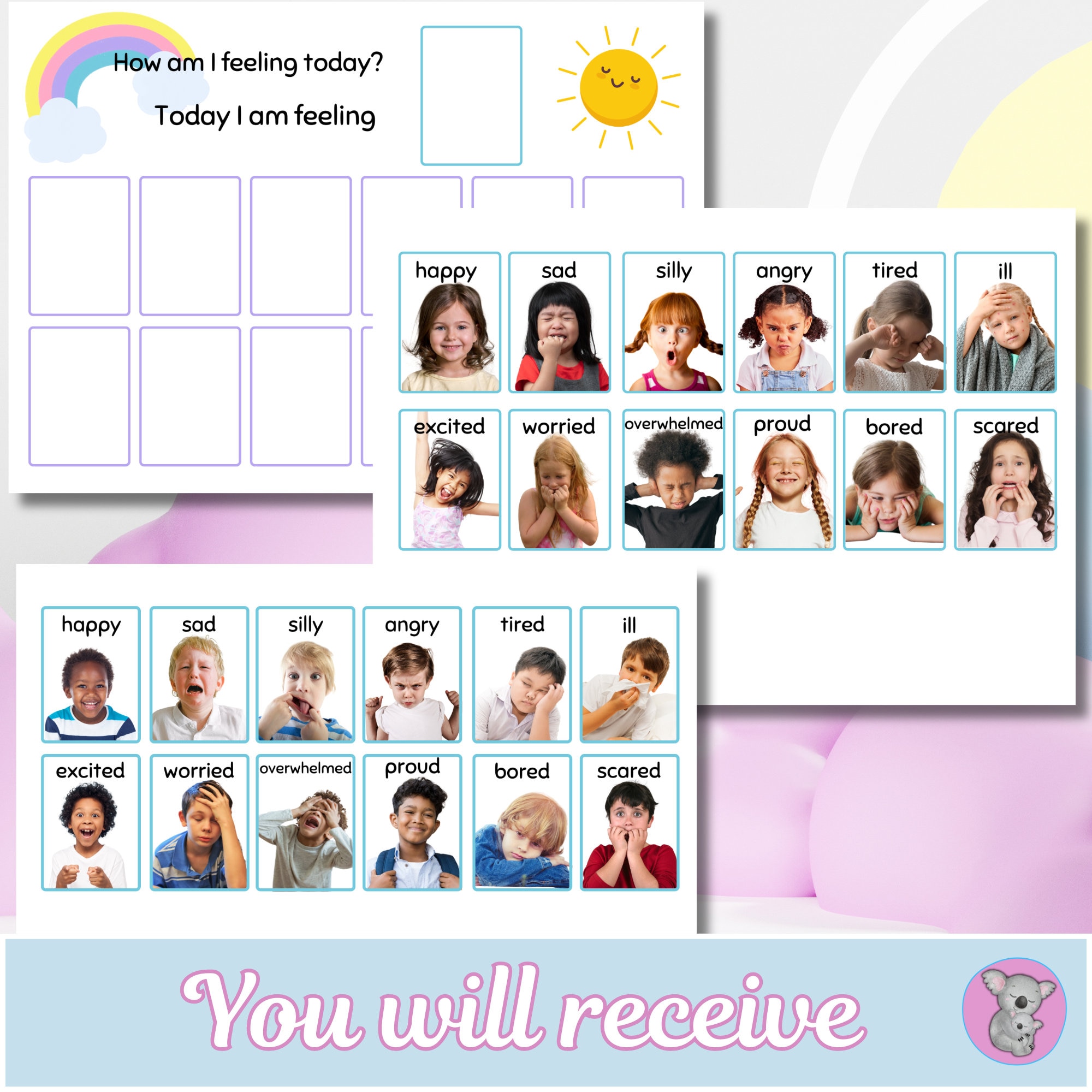 Emotions & Feelings Chart, Real Pictures/photos. Perfect for Toddlers ...
