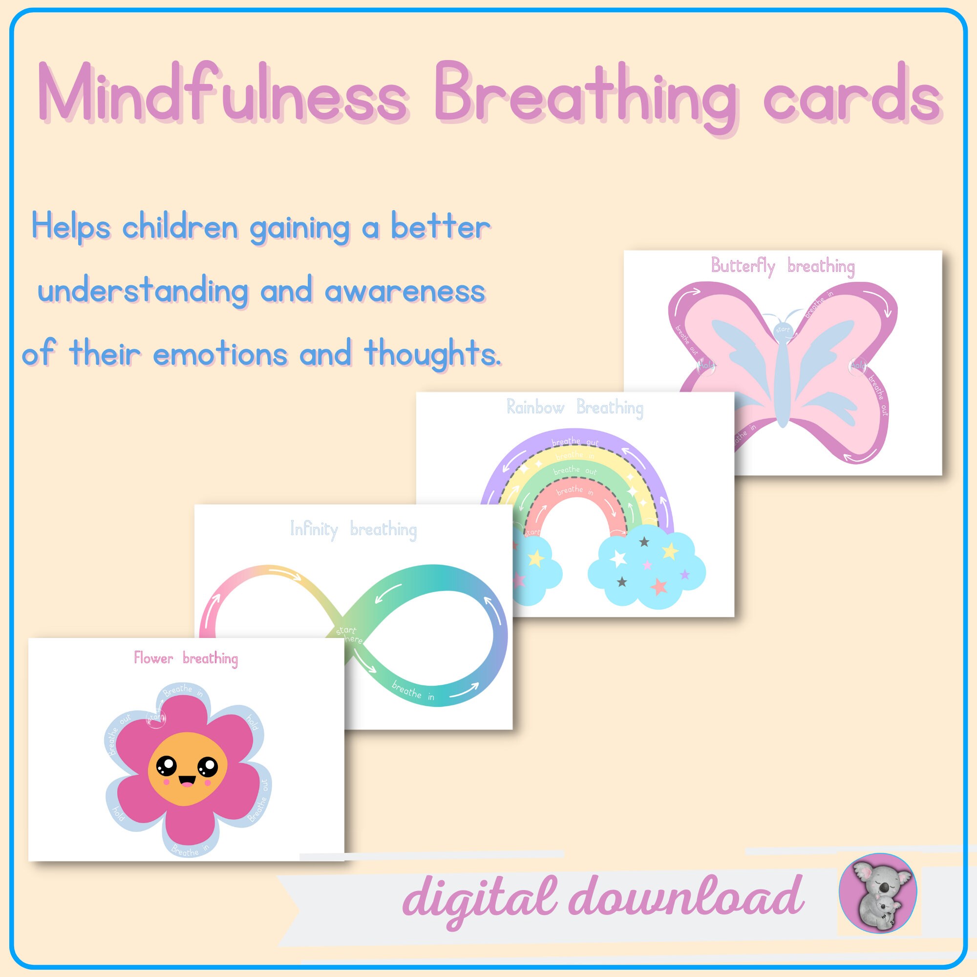 Mindfulness Breathing Cards for Children, Calm Corner Kids, Anxiety ...