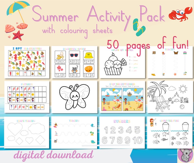 Summer Busy Book. Printable Preschool Activity Book. Preschool ...