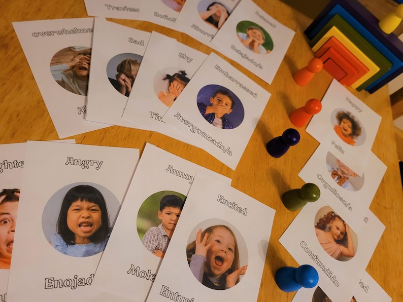 Bilingual Feelings Flashcards Printable for Children English - Spanish ...