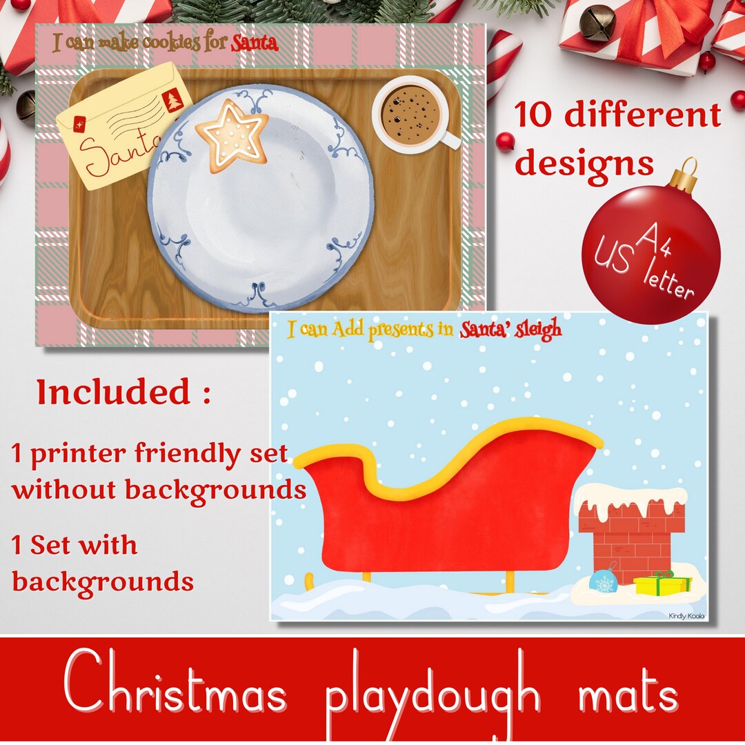 Kids' Christmas Play Dough Activity Mats, Winter Holiday Printable Fun ...