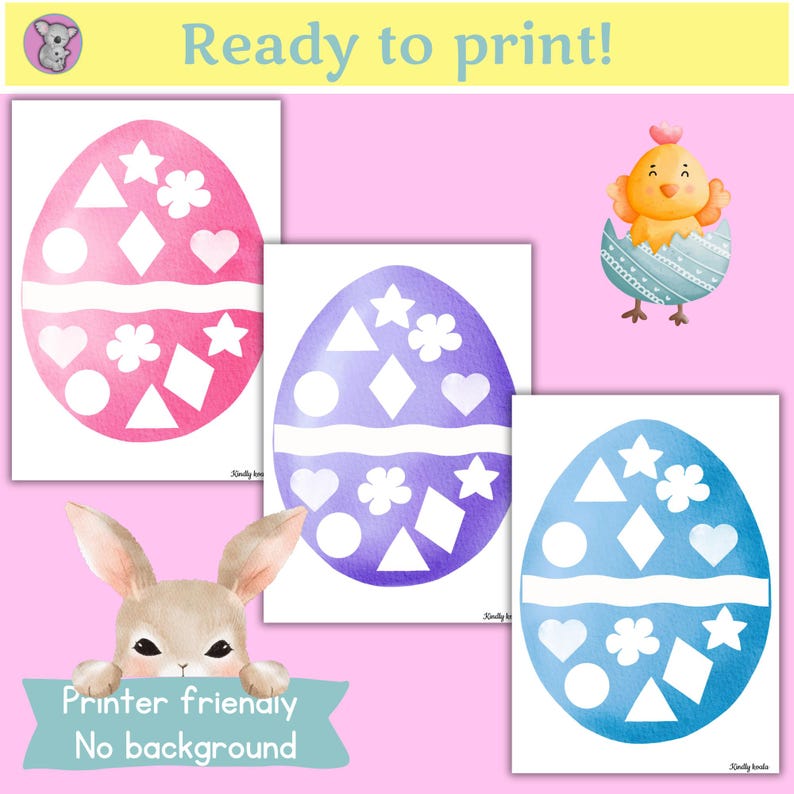 Easter Egg Shape Matching Game: Preschool Learning Activity (PDF) - Etsy