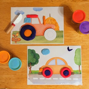 Playdough Activity Mats for Children, Transport, Creative Play for Kids ...