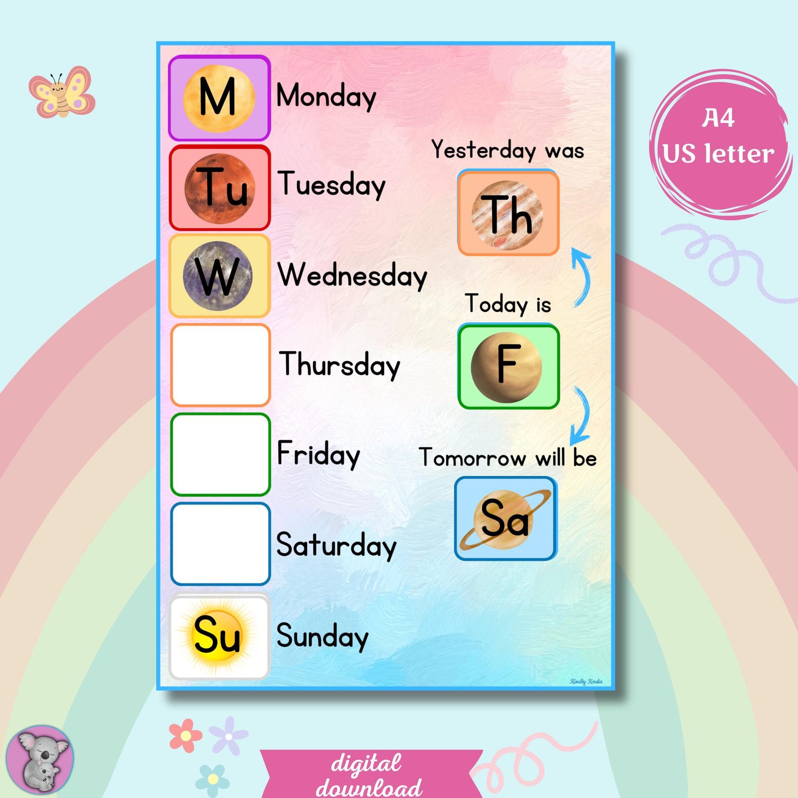 Days of the Week Chart for Kids, Interactive Printable With PECS Cards ...