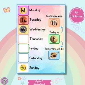 Days of the Week Chart for Kids, Interactive Printable With PECS Cards ...