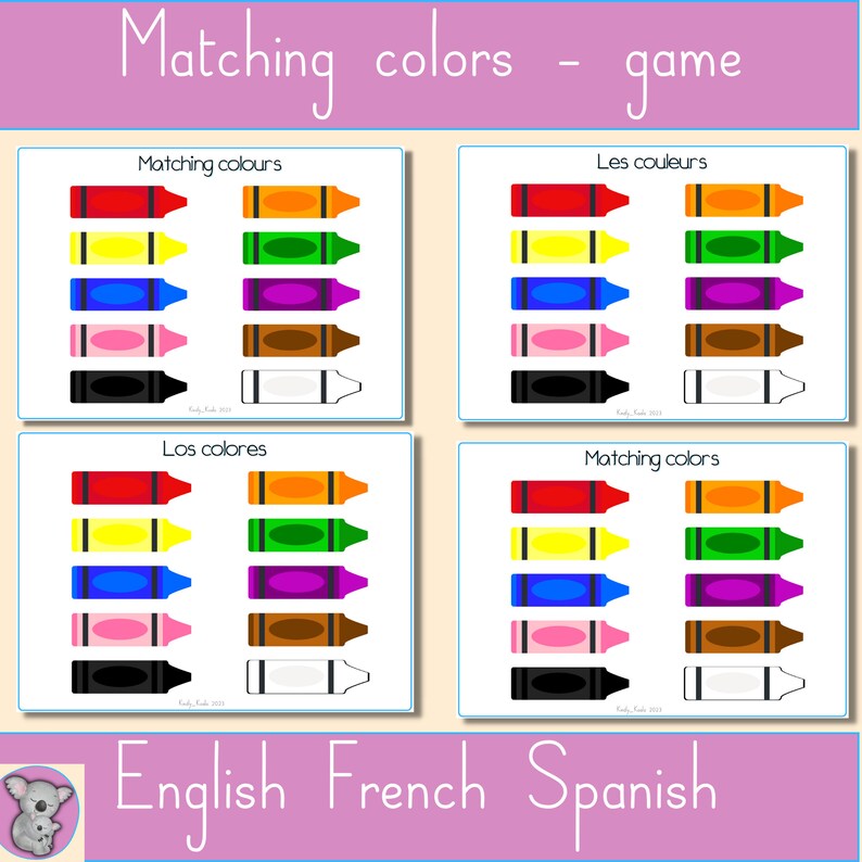 Printable Colour Sorting Matching Activity, English, Spanish, French ...