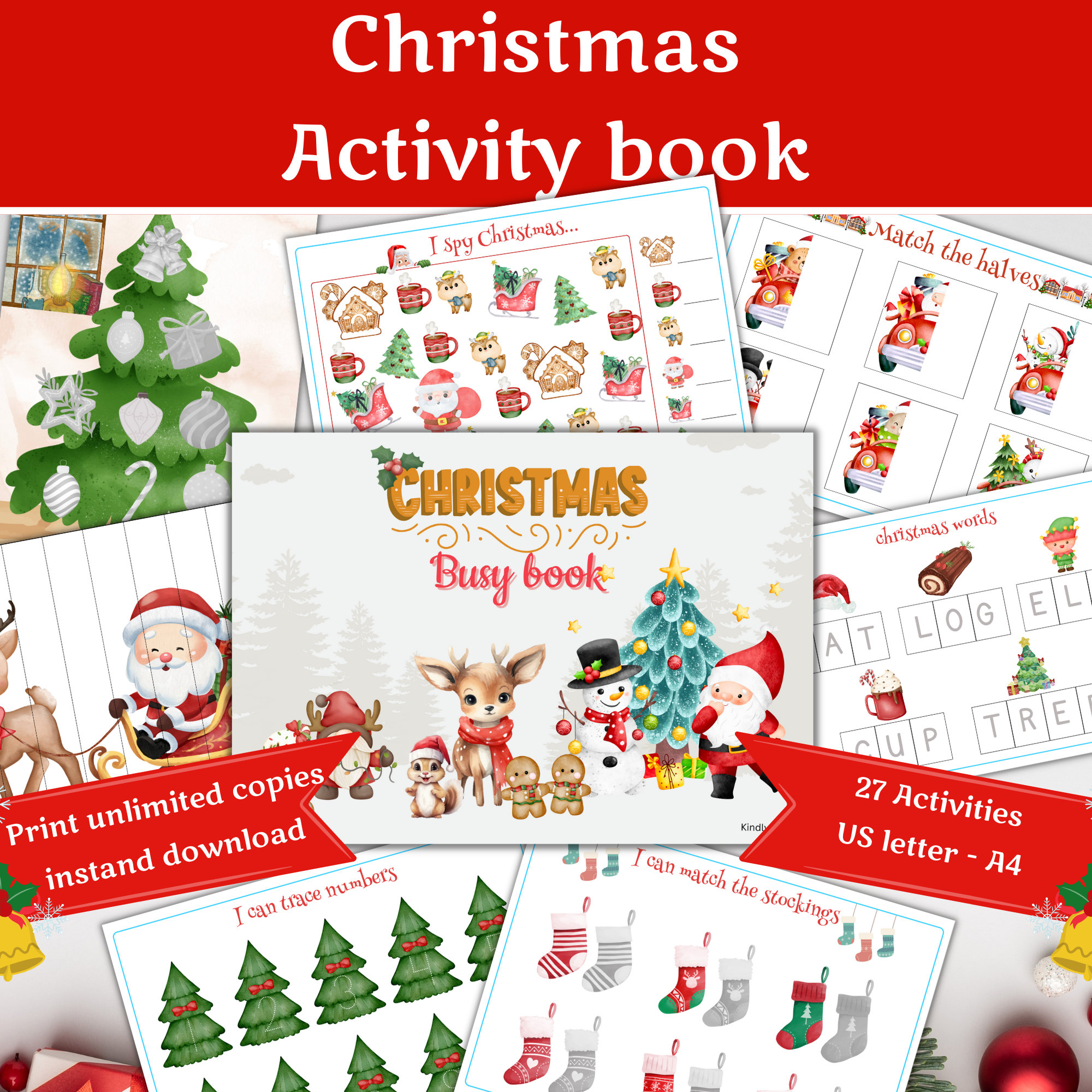 Christmas Toddler Busy Book Printable, Christmas Activities for Kids ...