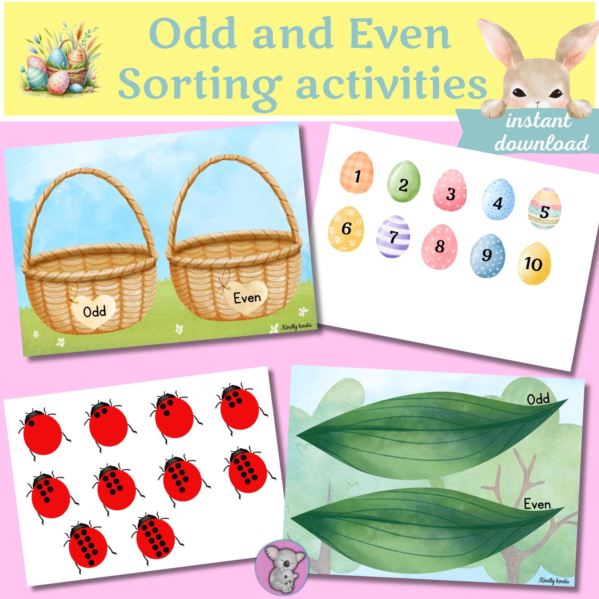 Easter Odd and Even Number Sorting Activity: Spring Math Game (digital ...