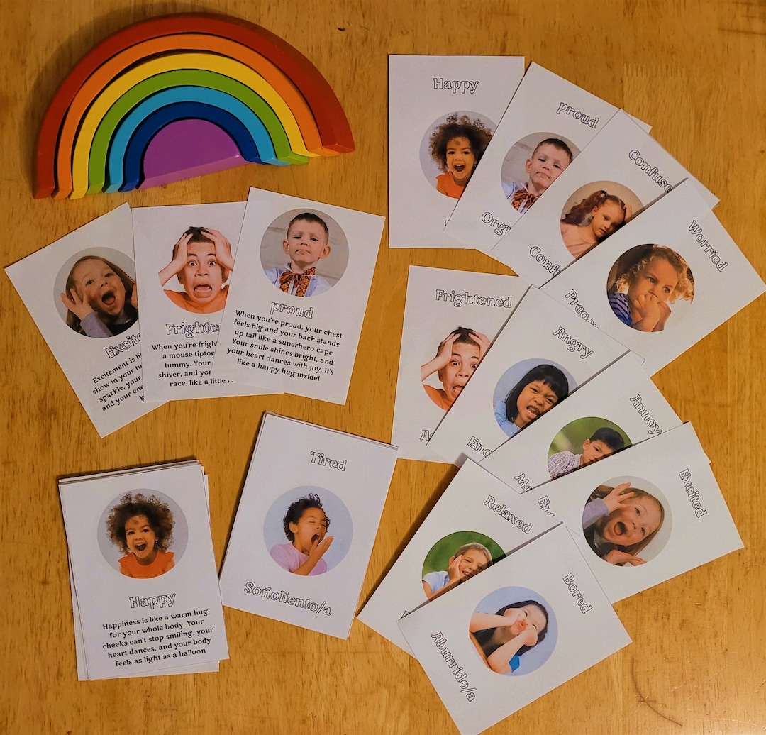 Bilingual Feelings Flashcards Printable for Children English - Spanish ...