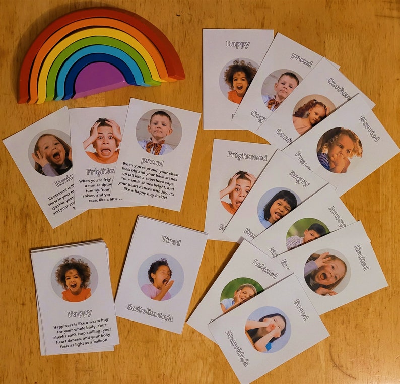 Bilingual Feelings Flashcards Printable for Children English - Spanish ...