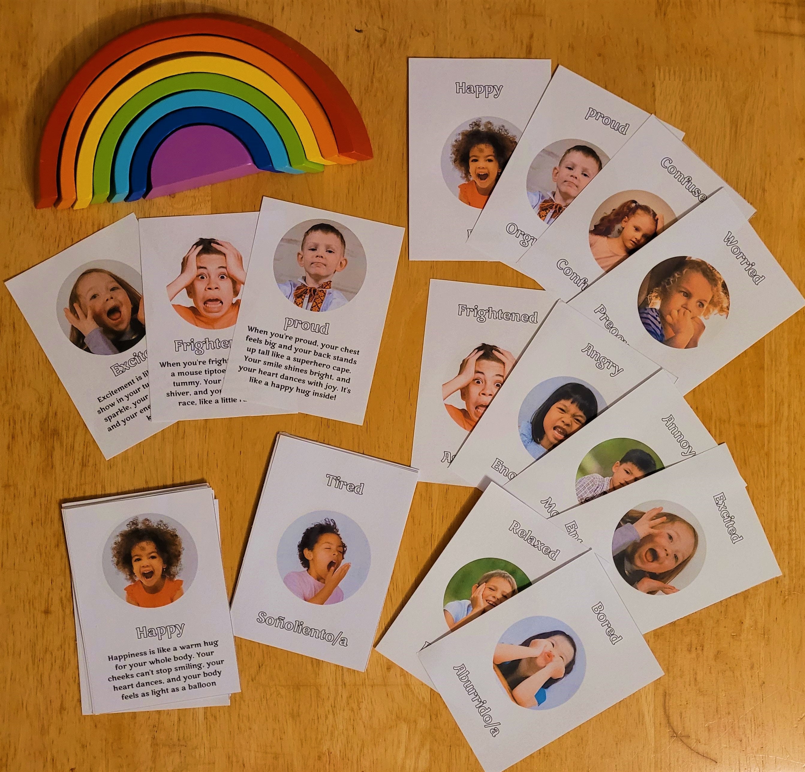 Bilingual Feelings Flashcards Printable for Children English - Spanish ...