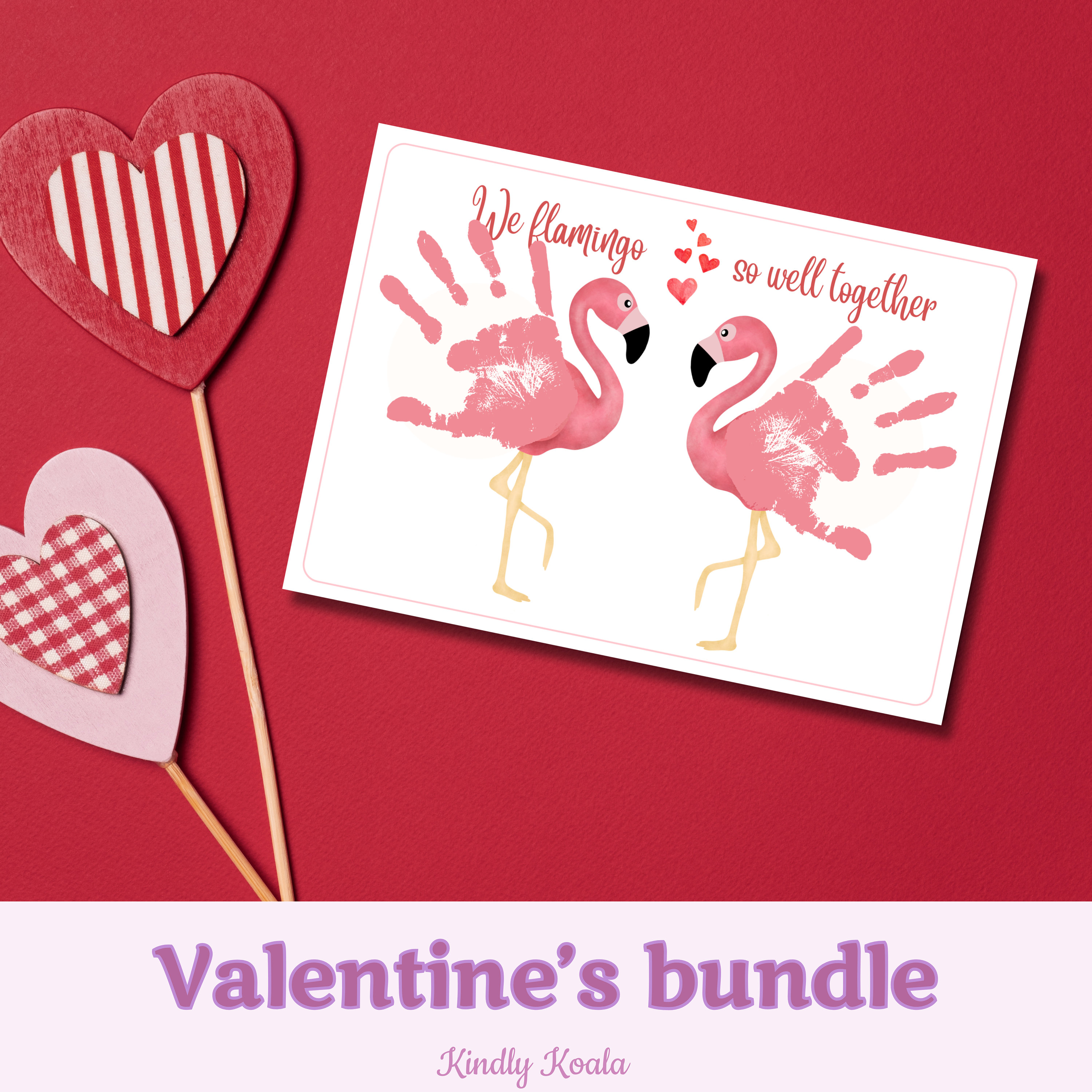 Valentines Handprint Art Cards Template Bundle, DIY Printable Craft ...