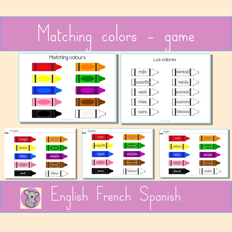 Printable Colour Sorting Matching Activity, English, Spanish, French ...