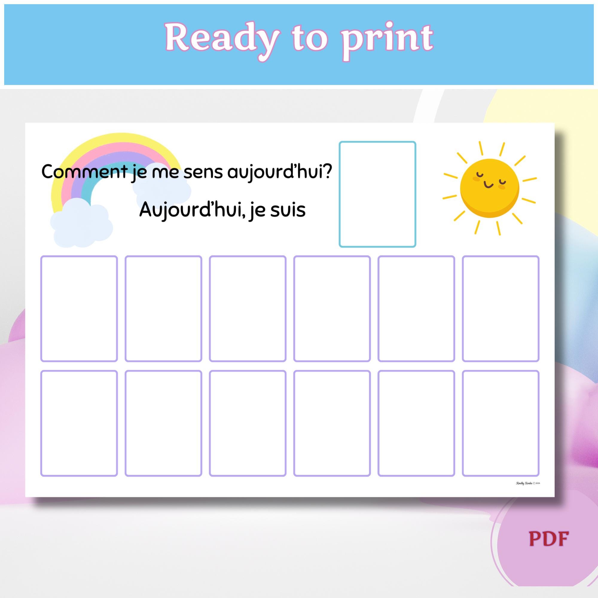 French Emotions & Feelings Chart, Real Pictures/photos. Perfect for ...