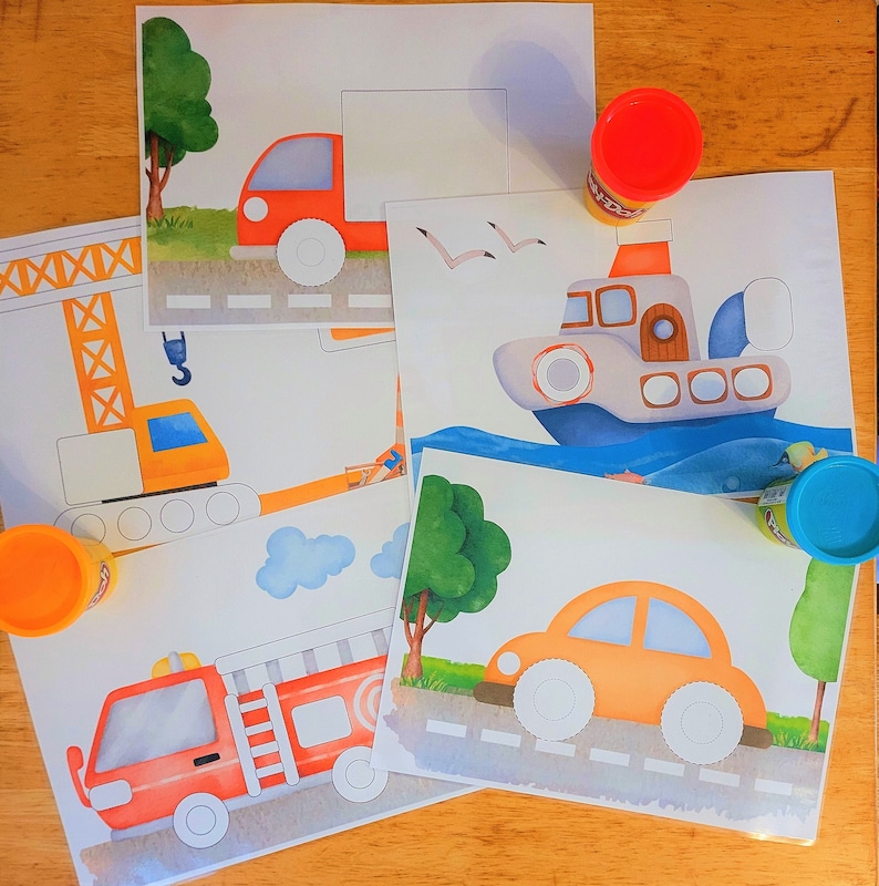 Transport Playdough Mats: Fine Motor Skills Activity (PDF) - Etsy
