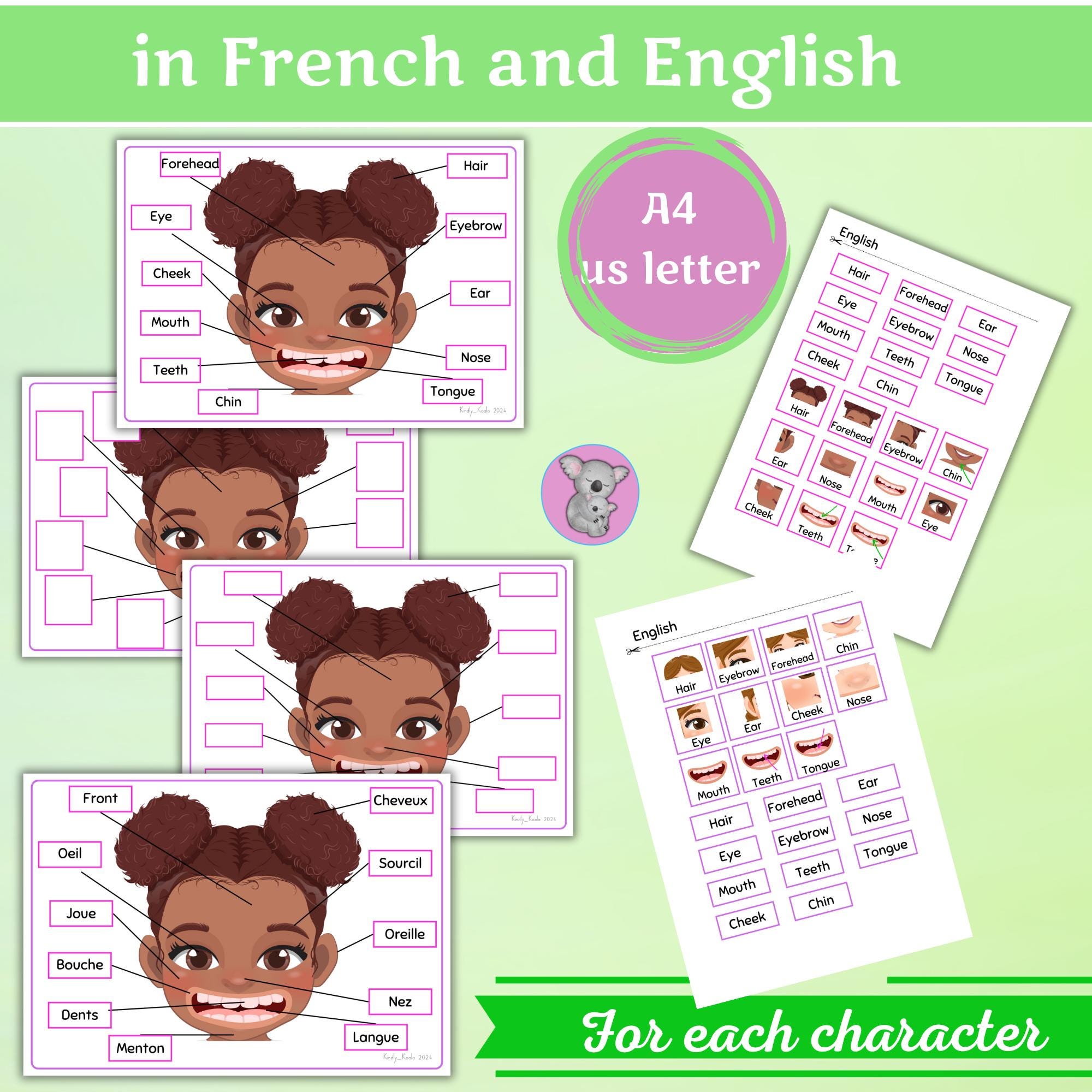 Bilingual Body Parts Flashcards and Activities for Preschool, Home ...