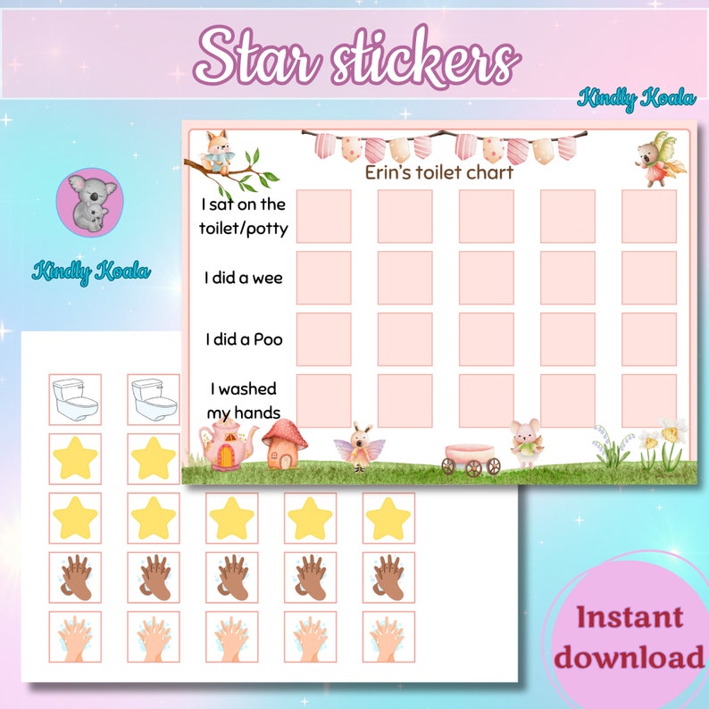 Toilet Potty Training Chart, Personalised Chart for Toddler, Woodland ...