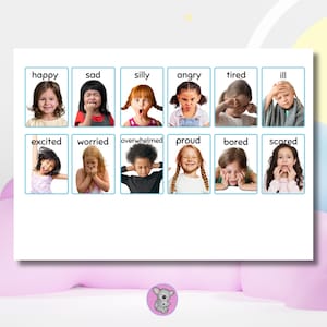 Emotions & Feelings Chart, Real Pictures/photos. Perfect for Toddlers ...