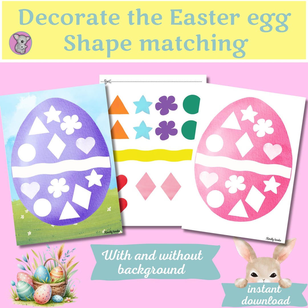 Easter Egg Shape Matching Activity, Printable Preschool Game, Hands-on ...