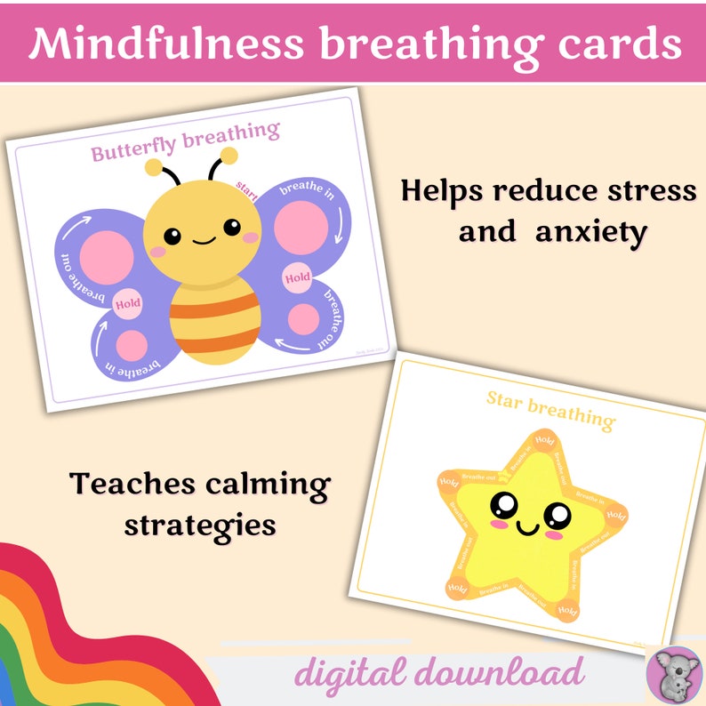 Shape Breathing Cards for Children, Calm Corner Kids, Anxiety Relief ...