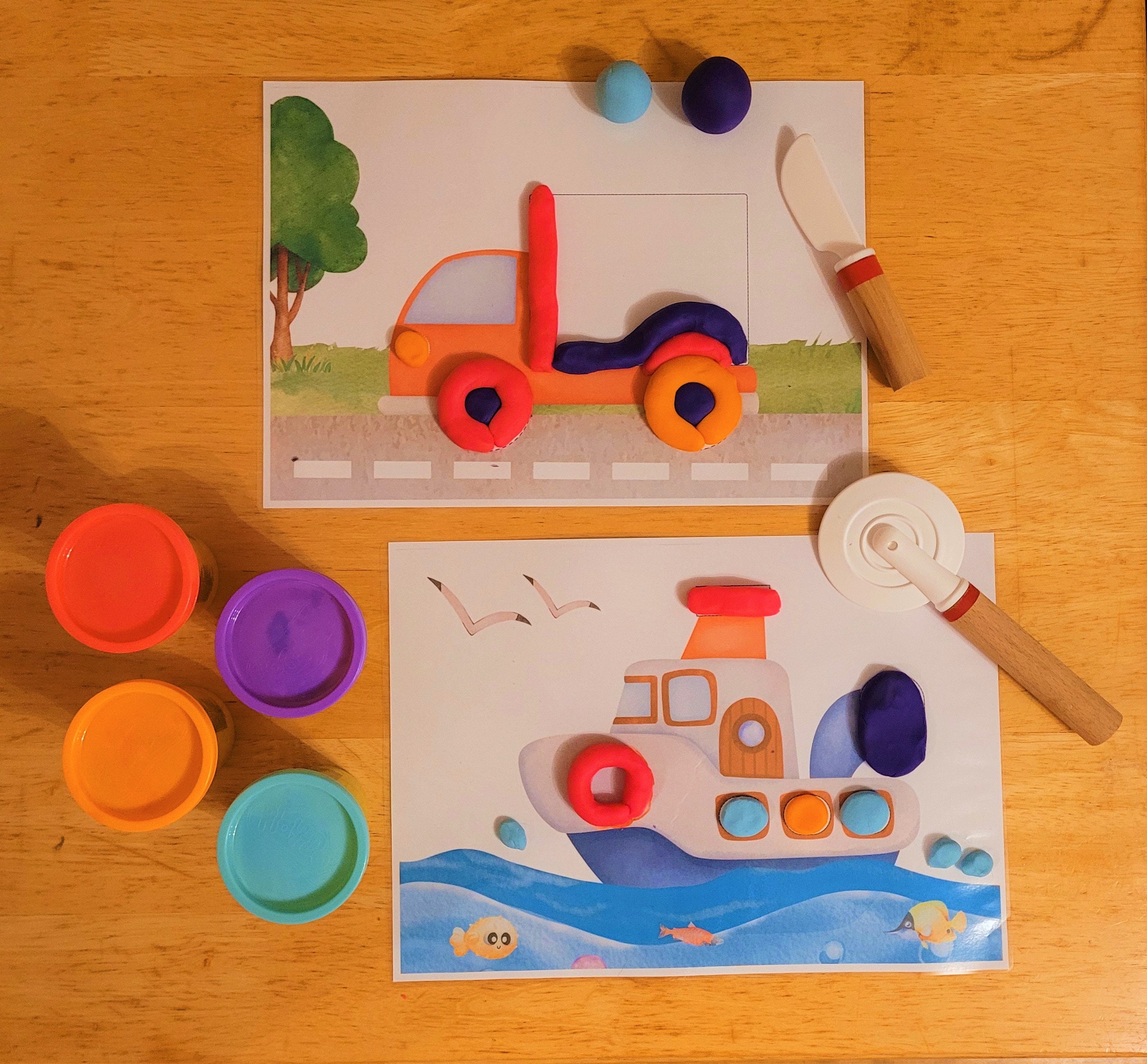 Transportation Play Dough Mats, Printable Play Doh Activity, Montessori ...