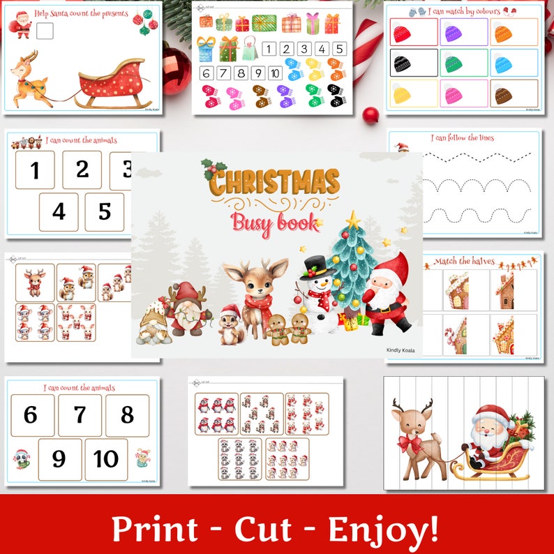 Christmas Toddler Busy Book Printable, Christmas Activities for Kids ...