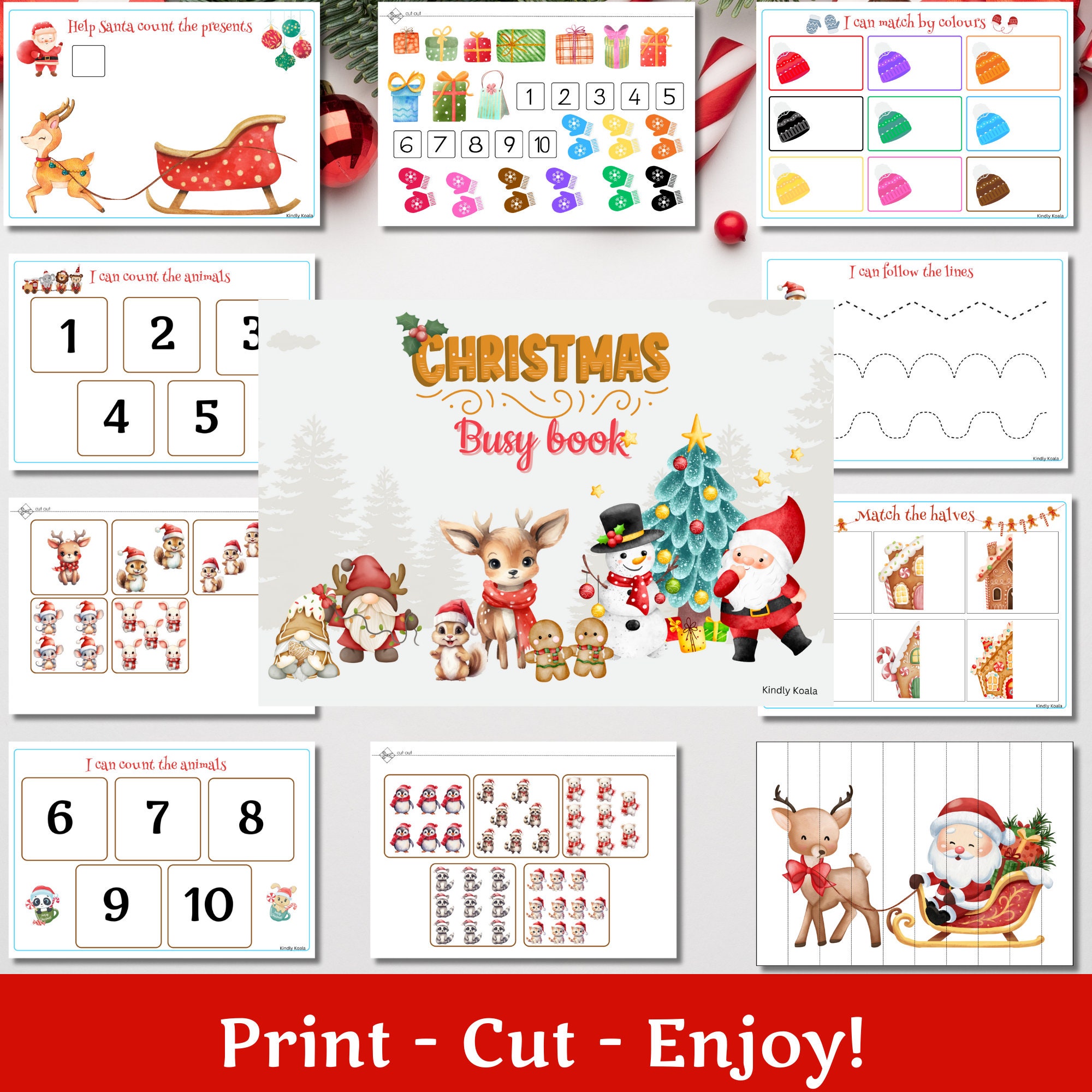 Christmas Toddler Busy Book Printable, Christmas Activities for Kids ...