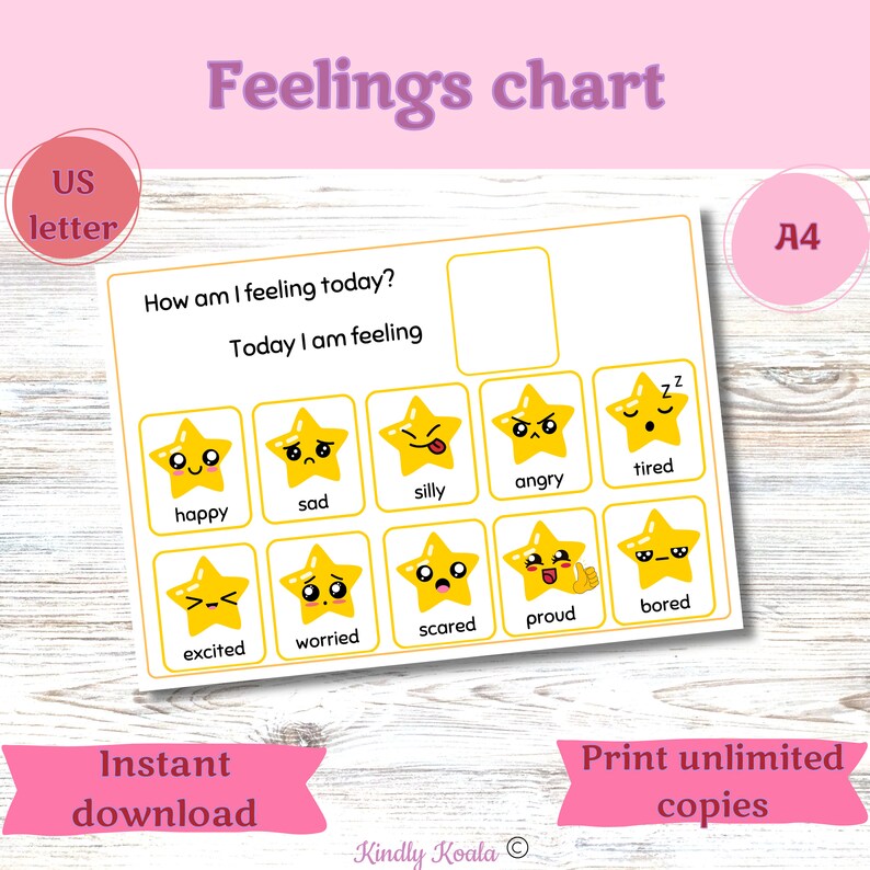 Emotions Chart for Children, Express Feelings, Mindfulness, Classroom ...