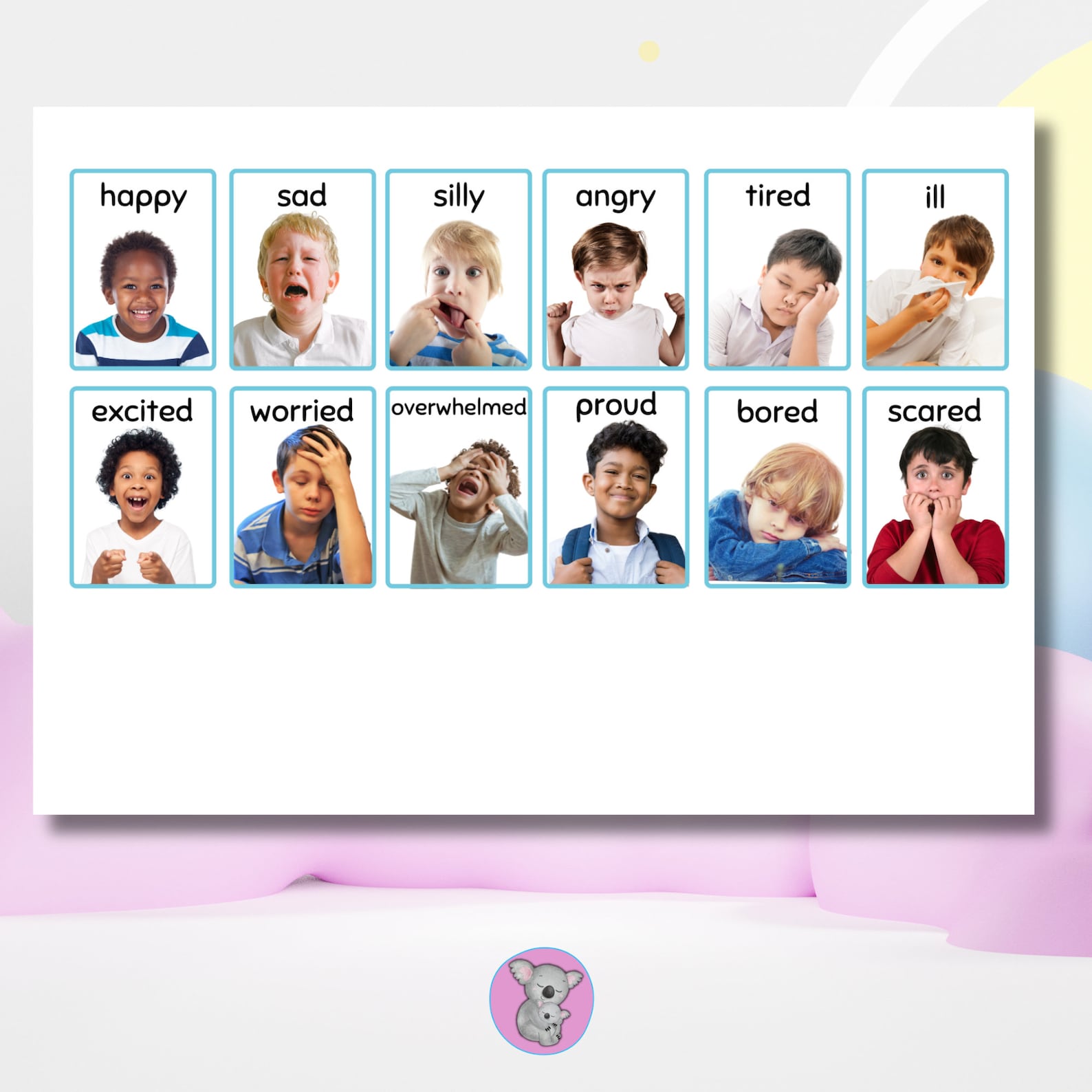 Emotions & Feelings Chart, Real Pictures/photos. Perfect for Toddlers ...