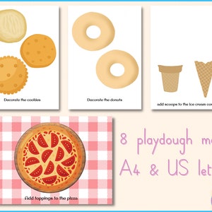 8 Printable Play Doh Mats, Food Play Dough Mats, Ice Cream Playdough ...