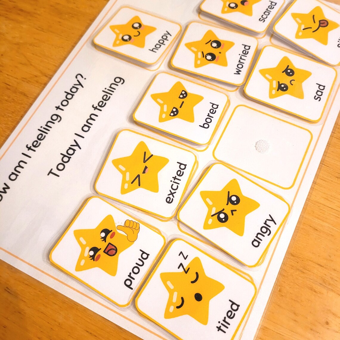 Today I Feel, Feelings and Emotions Chart for Visual Learners, Toddlers ...