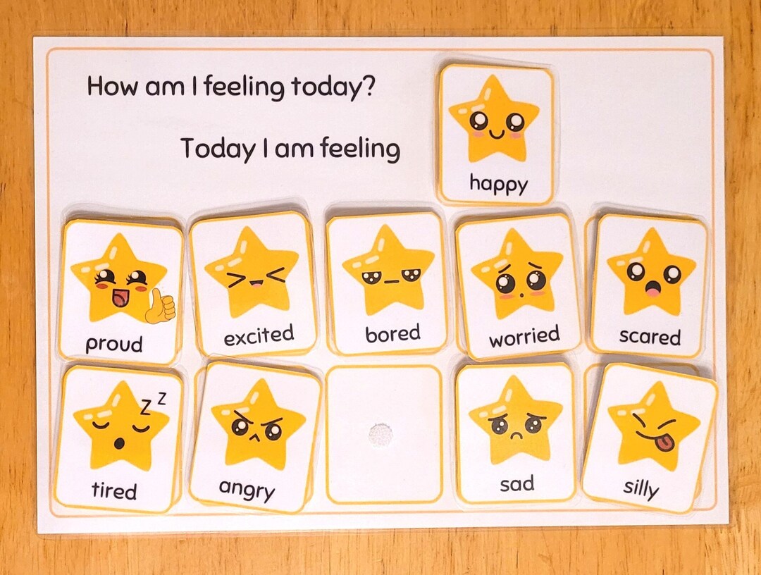 Today I Feel, Feelings and Emotions Chart for Visual Learners, Toddlers ...
