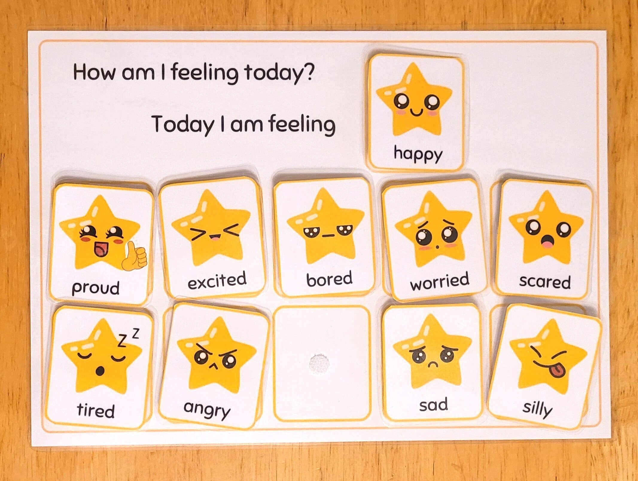 Today I Feel, Feelings and Emotions Chart for Visual Learners, Toddlers ...