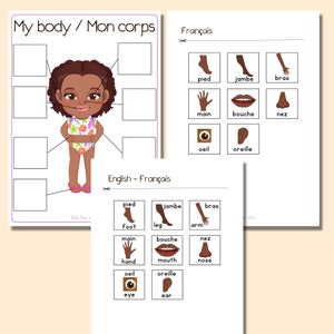 Body Parts Matching Game, Preschool Learning Activity, Bilingual ...