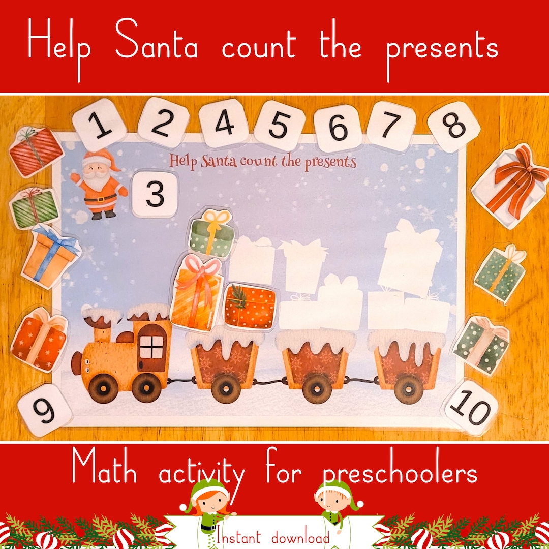 Christmas Counting Activity for Toddlers, Counting to 10, Preschool ...