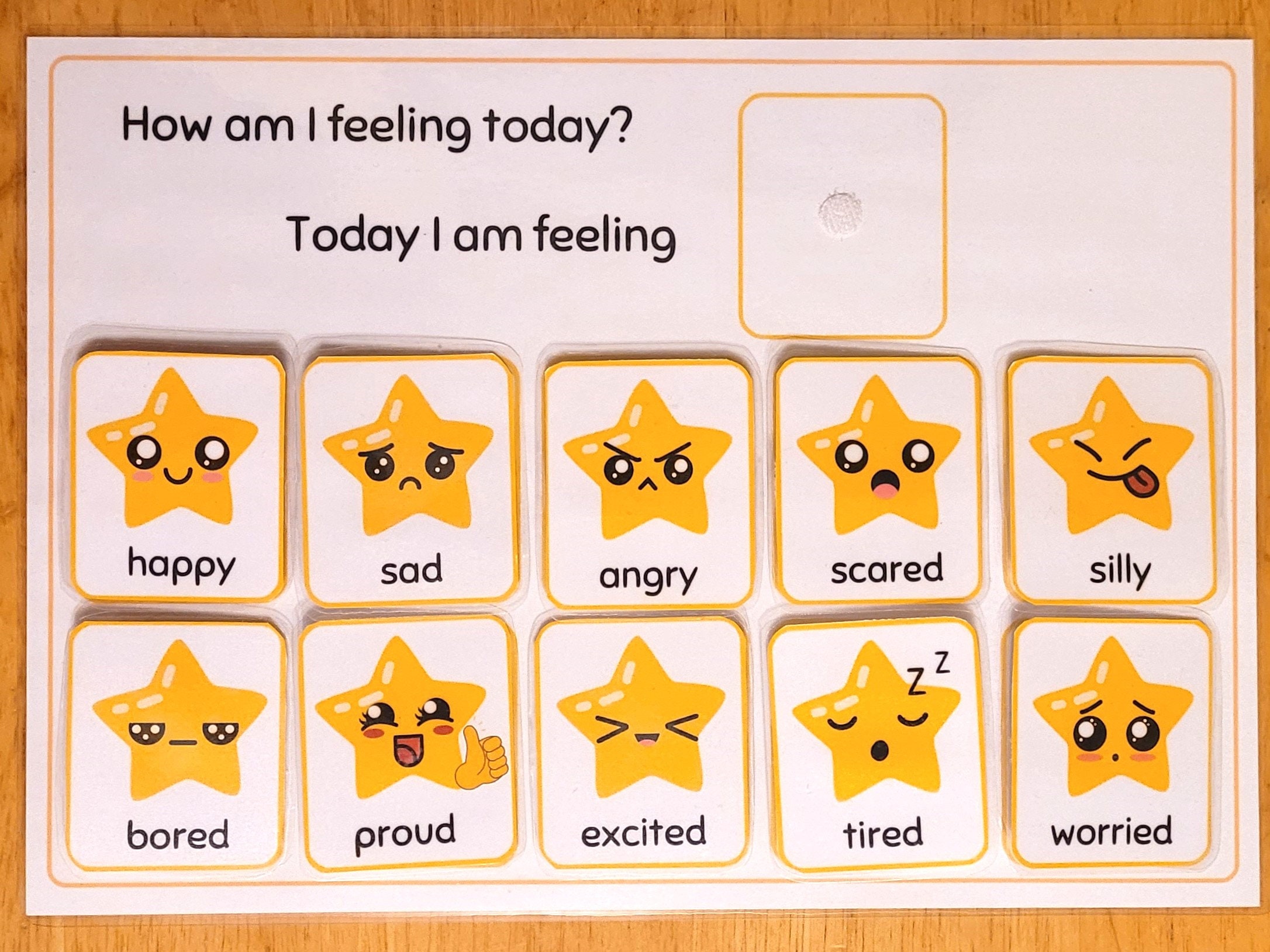 Today I Feel, Feelings and Emotions Chart for Visual Learners, Toddlers ...