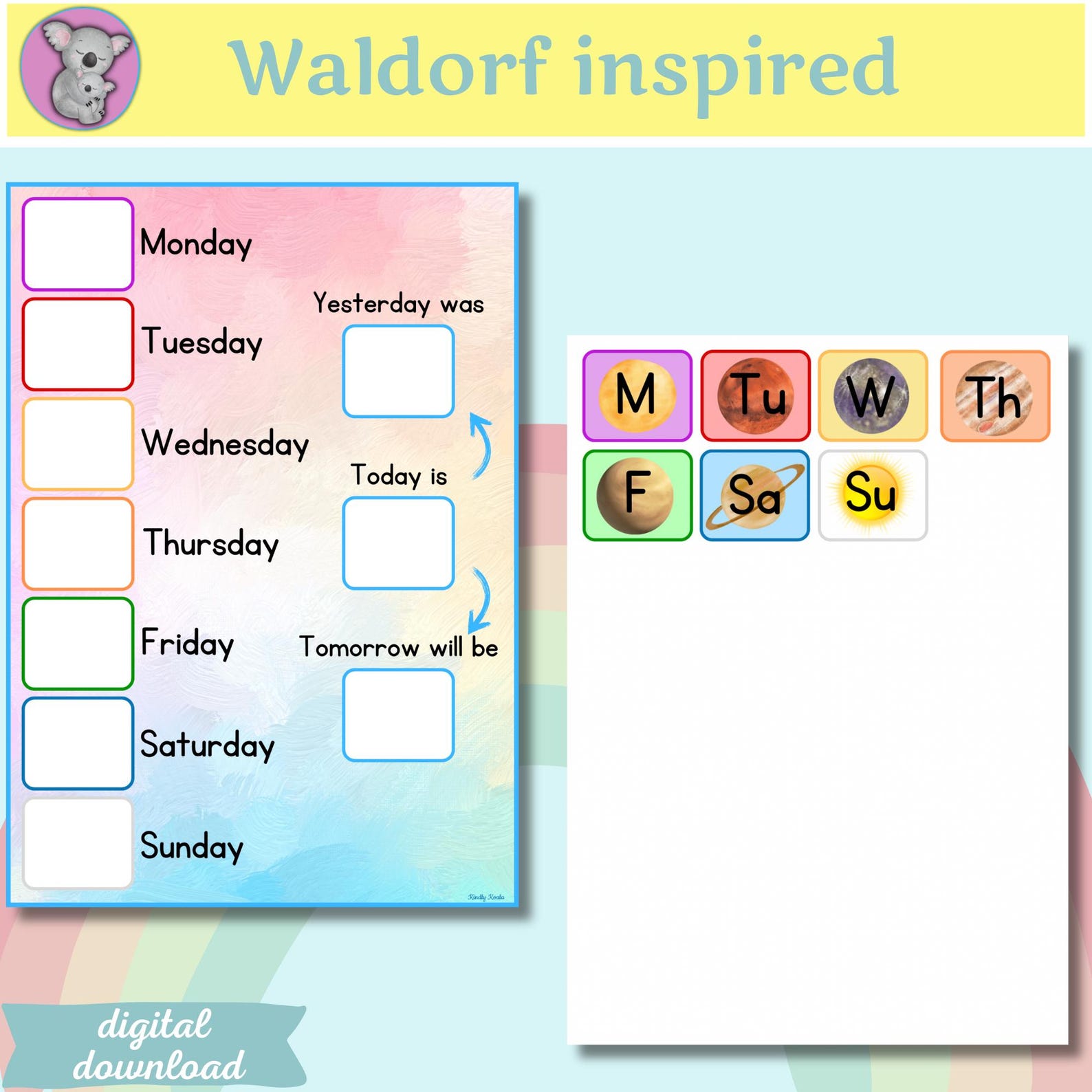 Days of the Week Chart for Kids, Interactive Printable With PECS Cards ...