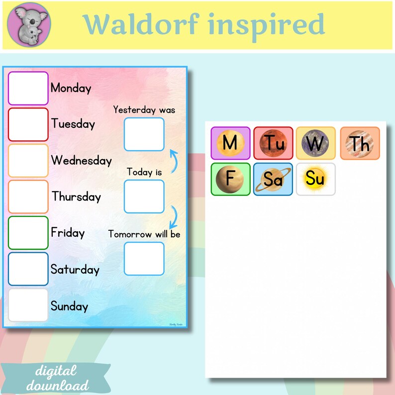 Days of the Week Chart for Kids, Interactive Printable With PECS Cards ...