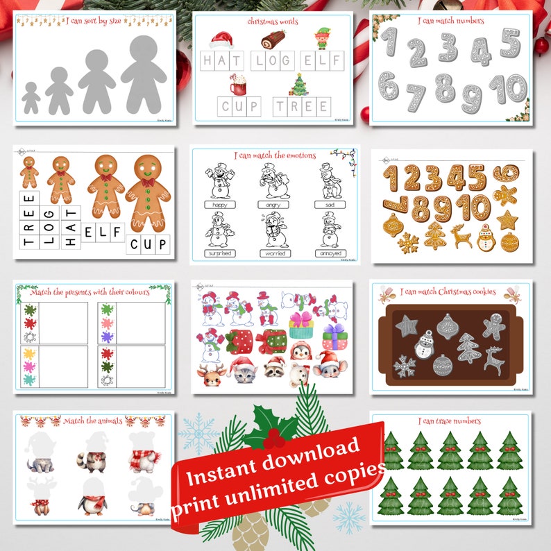 Christmas Toddler Busy Book Printable, Christmas Activities for Kids ...